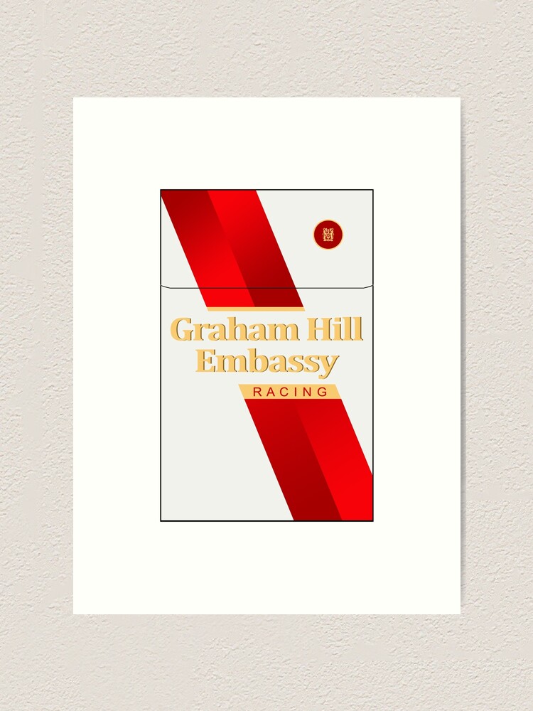 "Graham Hill Embassy Racing F1 Cigarette Pack" Art Print for Sale by ...