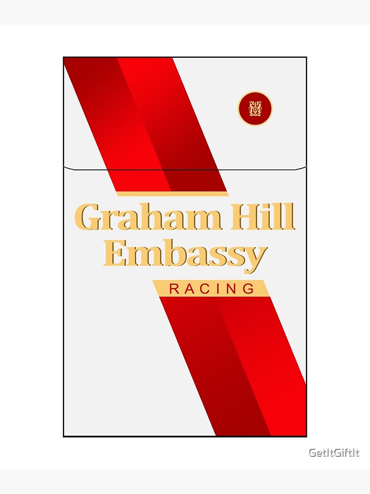 "Graham Hill Embassy Racing F1 Cigarette Pack" Poster for Sale by ...