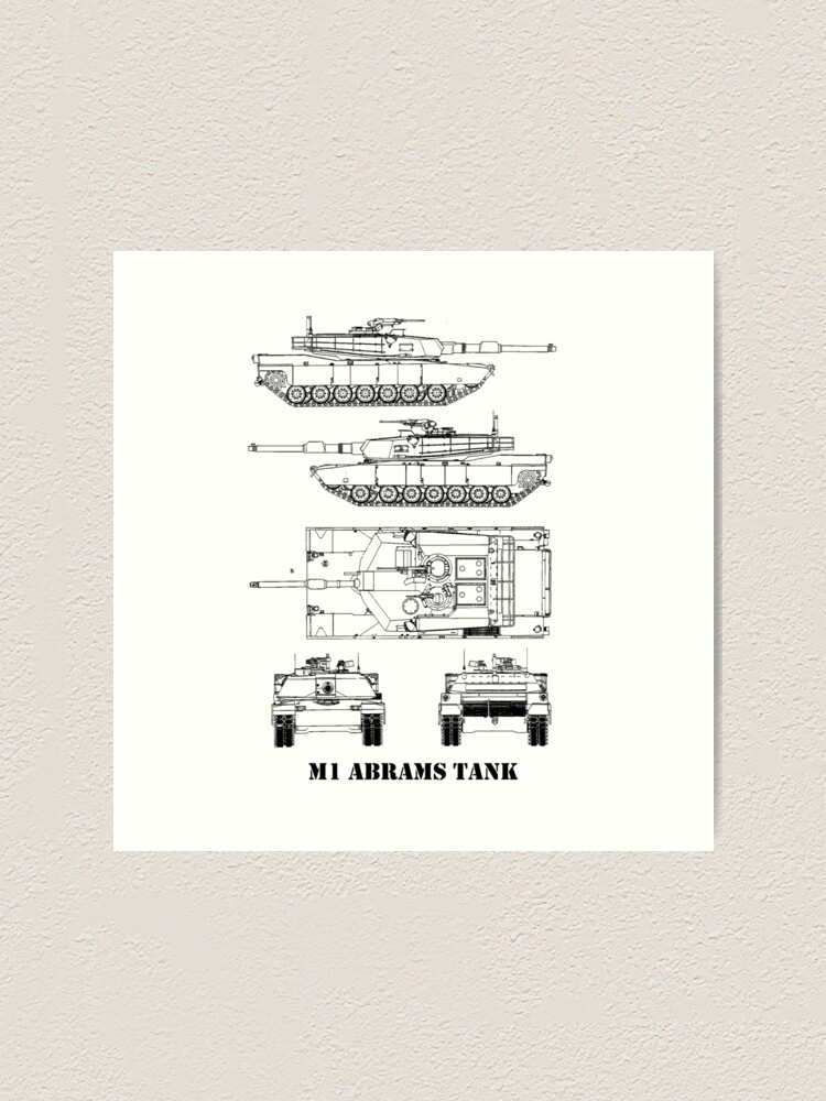 "M1 Abrams Tank - Line Drawing" Art Print by BERGULATOR | Redbubble