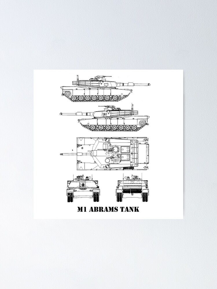 "M1 Abrams Tank - Line Drawing" Poster for Sale by BERGULATOR | Redbubble