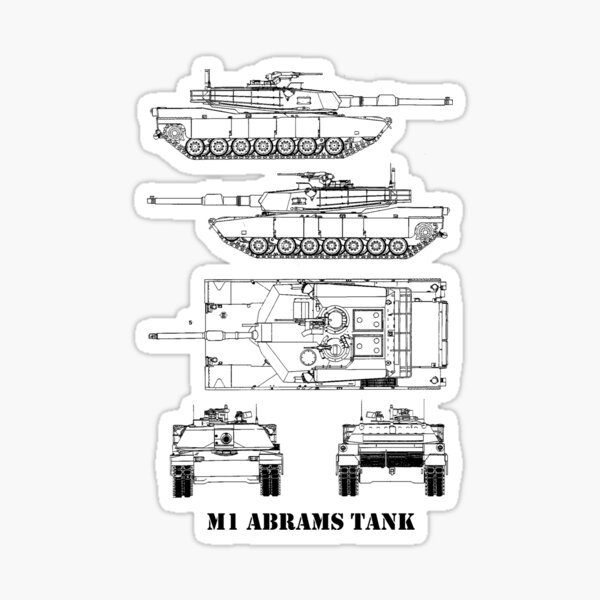 "M1 Abrams Tank - Line Drawing" Sticker for Sale by BERGULATOR | Redbubble