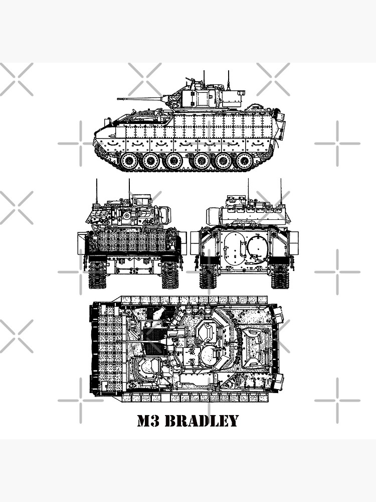"M3 Bradley Armored Vehicle - Line Drawing" Canvas Print for Sale by ...