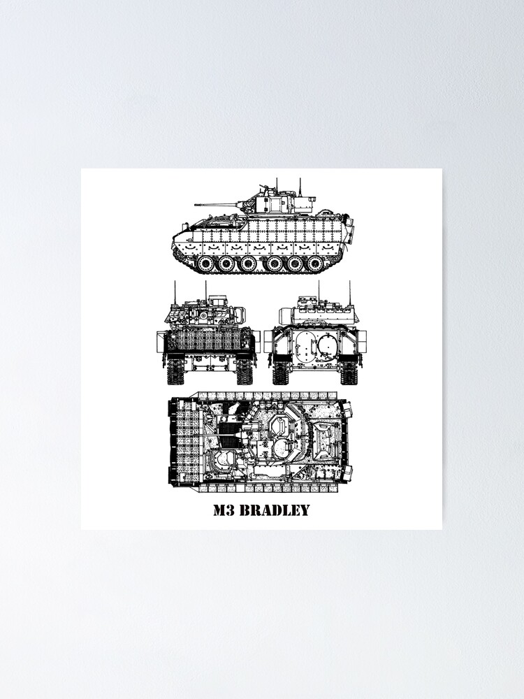 "M3 Bradley Armored Vehicle - Line Drawing" Poster for Sale by ...