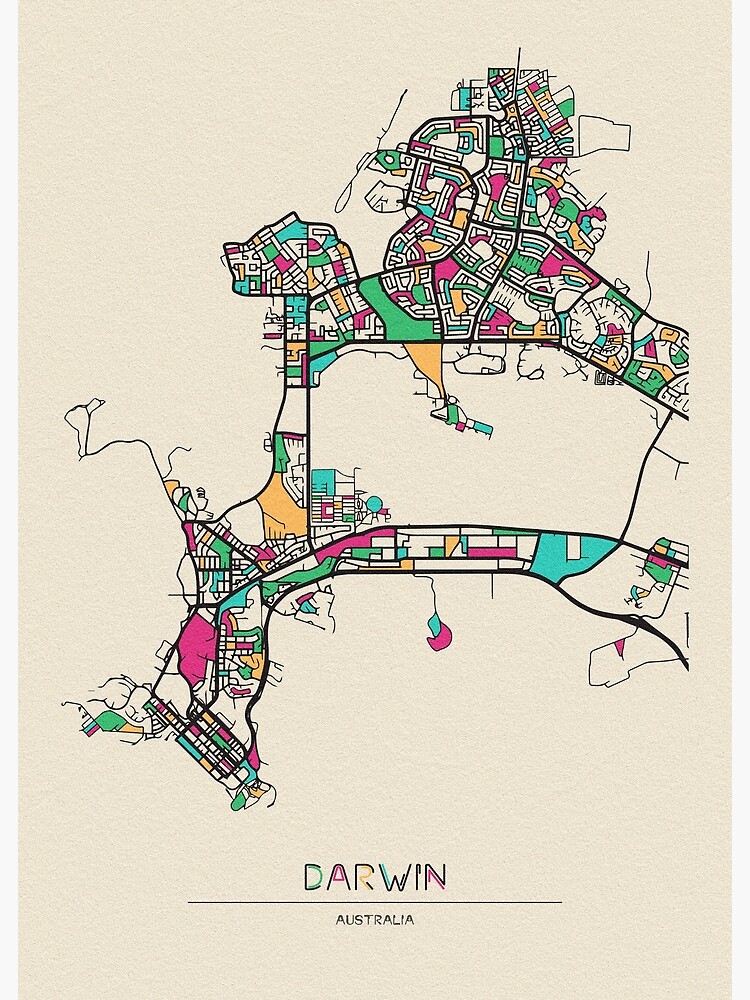 "Darwin, Northern Territory Street Map" Art Print for Sale by ...