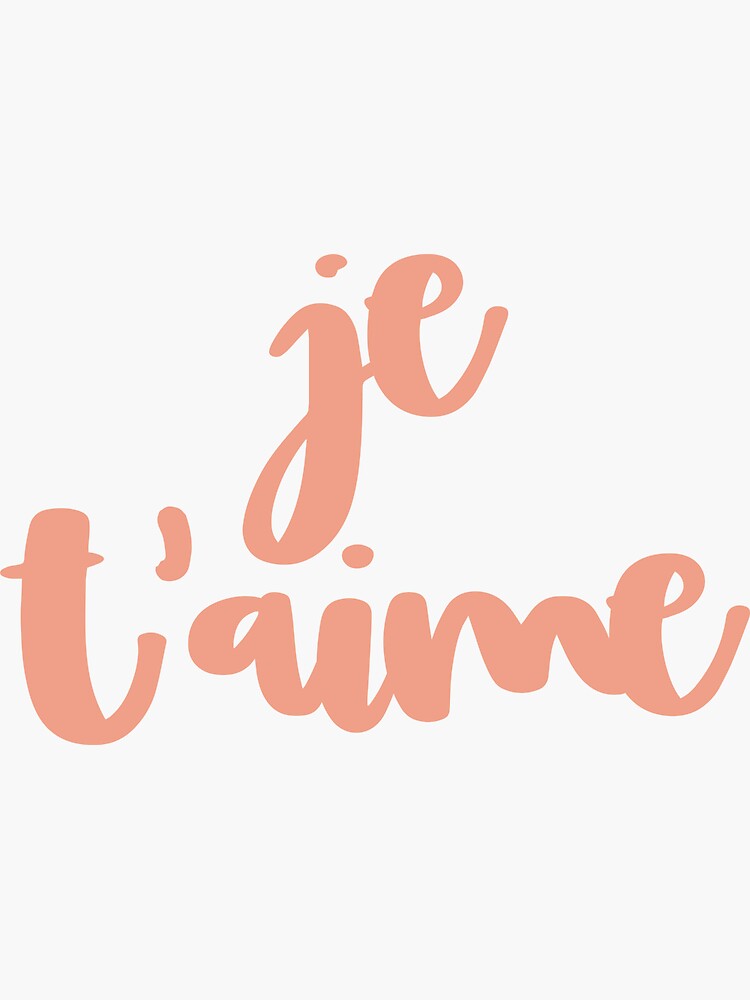 Pegatina «te amo. Te amo en frances Cute Blush Pink Script letras sobre ...