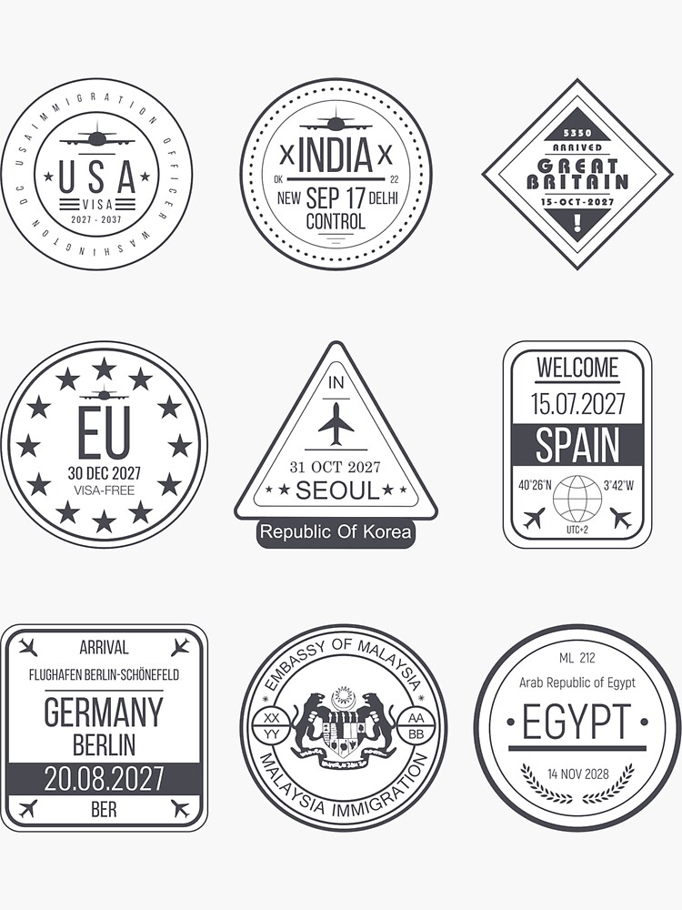"Passport Stamps" Sticker for Sale by nyah14 | Redbubble