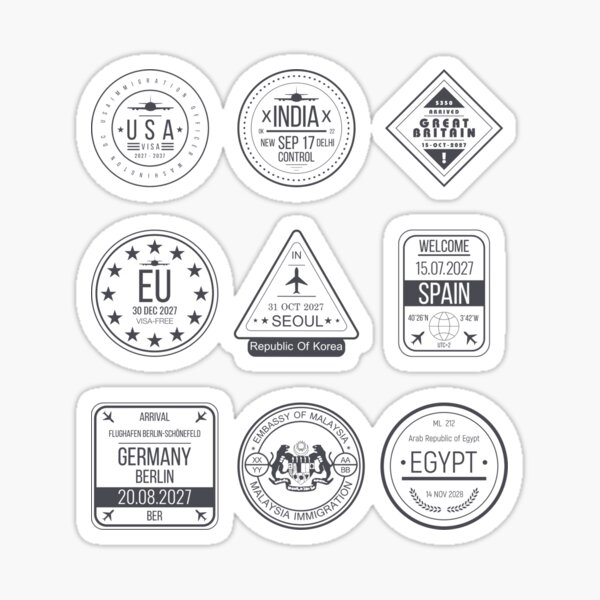 "Passport Stamps" Sticker for Sale by nyah14 | Redbubble