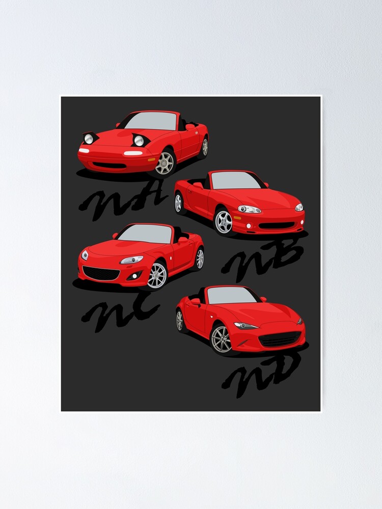 "Miata Generations" Poster by AutomotiveArt | Redbubble