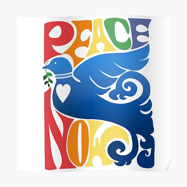 "Peace Now Dove And Vintage Rainbow Hippie Design" Poster for Sale by ...