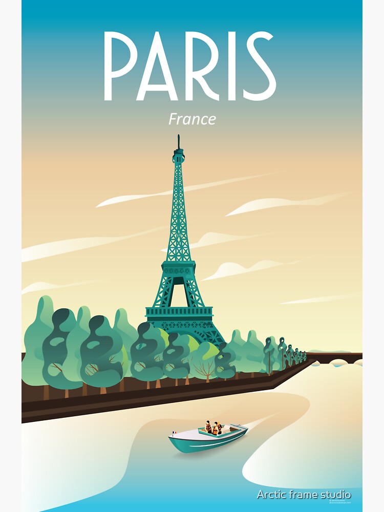 "Paris france travel poster wall art print illustration" Sticker for ...
