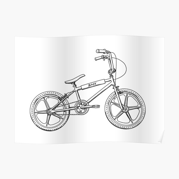 "Retro BMX shadow lineart" Poster by telecoda | Redbubble