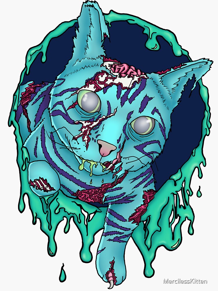 "Zombie Cat" Sticker for Sale by MercilessKitten | Redbubble