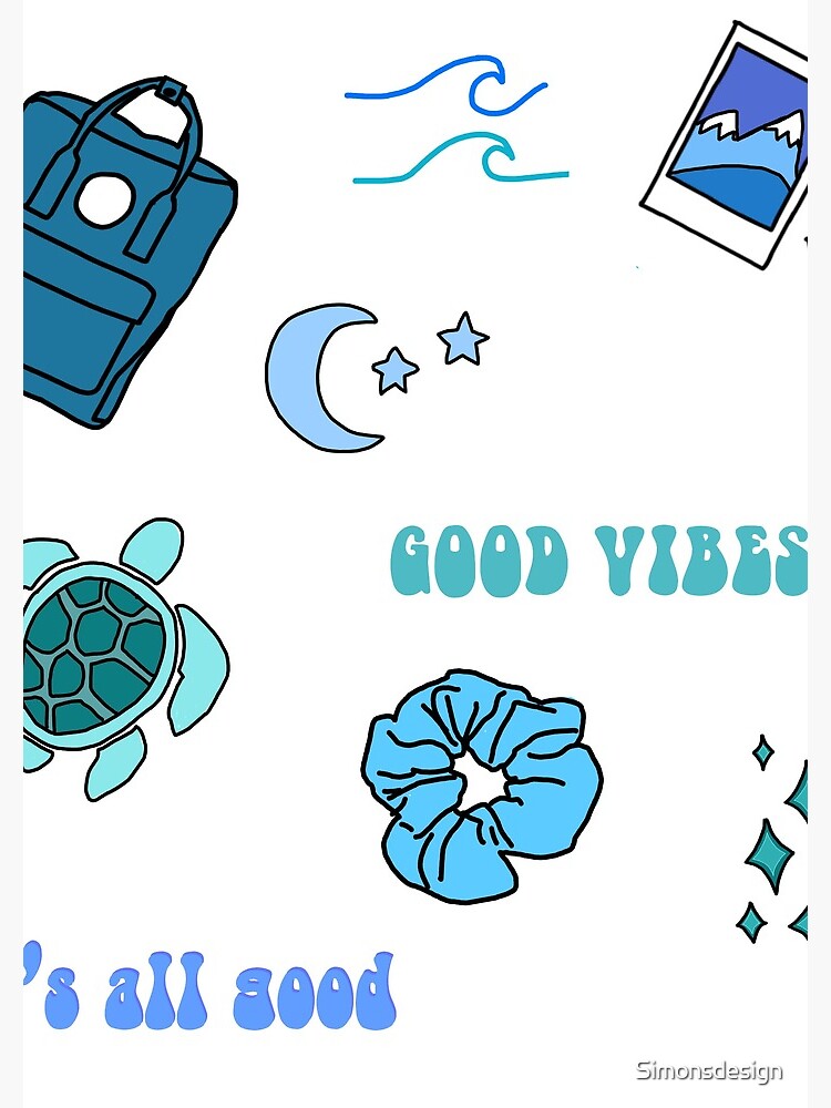 "Blue Vsco Girl Sticker Packet" Spiral Notebook for Sale by ...