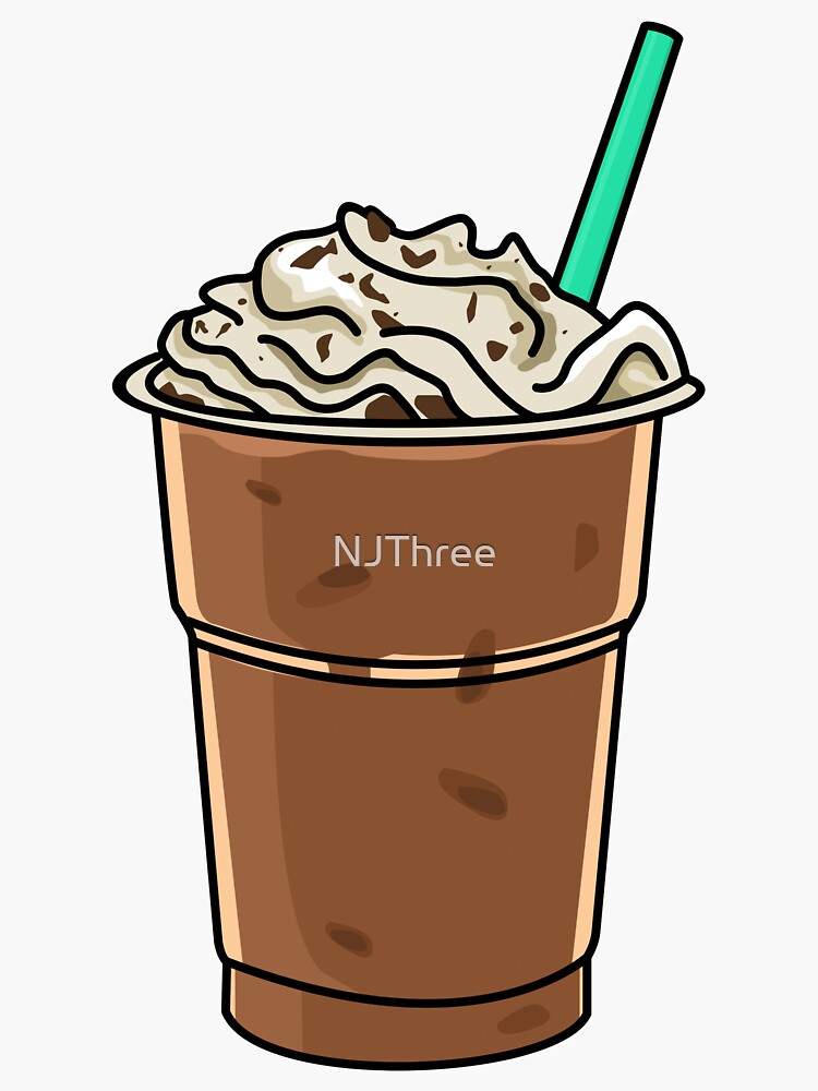 "Iced Mocha / Iced Coffee with Whip Cream" Sticker by NJThree | Redbubble
