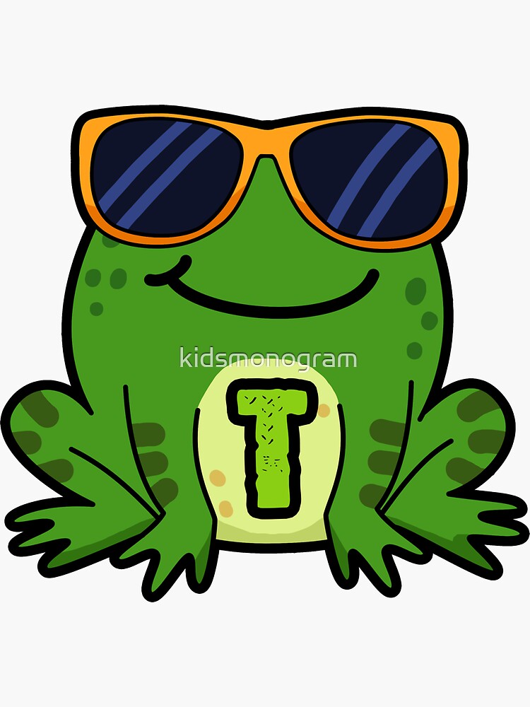 "Alphabet Letter T Toadally Cool Toad " Sticker by kidsmonogram | Redbubble