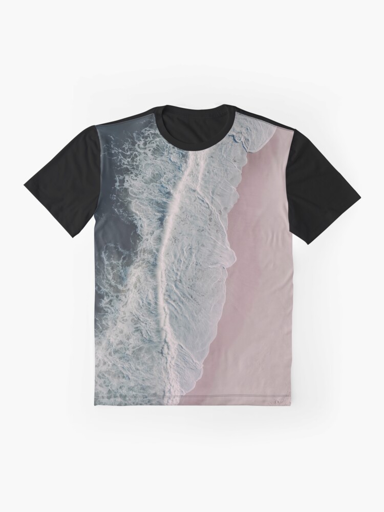 "Aerial Ocean Beach Print, Pink Sand, Crashing Waves, Dark Blue Sea ...