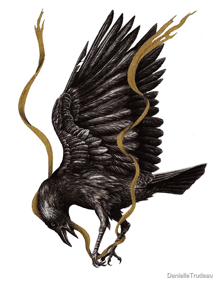 "Breaking Point - Crow Falling with Gold Ribbon" by DanielleTrudeau ...