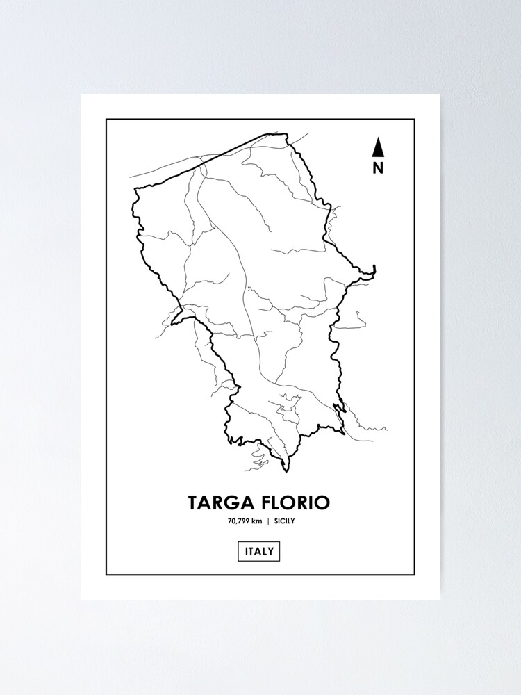 "TARGA FLORIO 72 km - SICILY Track Map" Poster for Sale by Andrea ...