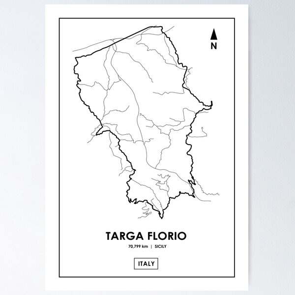 "TARGA FLORIO 72 km - SICILY Track Map" Poster for Sale by Andrea ...