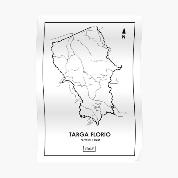 "TARGA FLORIO 72 km - SICILY Track Map" Poster by andreanastasio ...