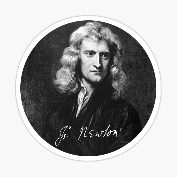 "Isaac Newton Portrait With Signature" Sticker for Sale by quackynaut ...