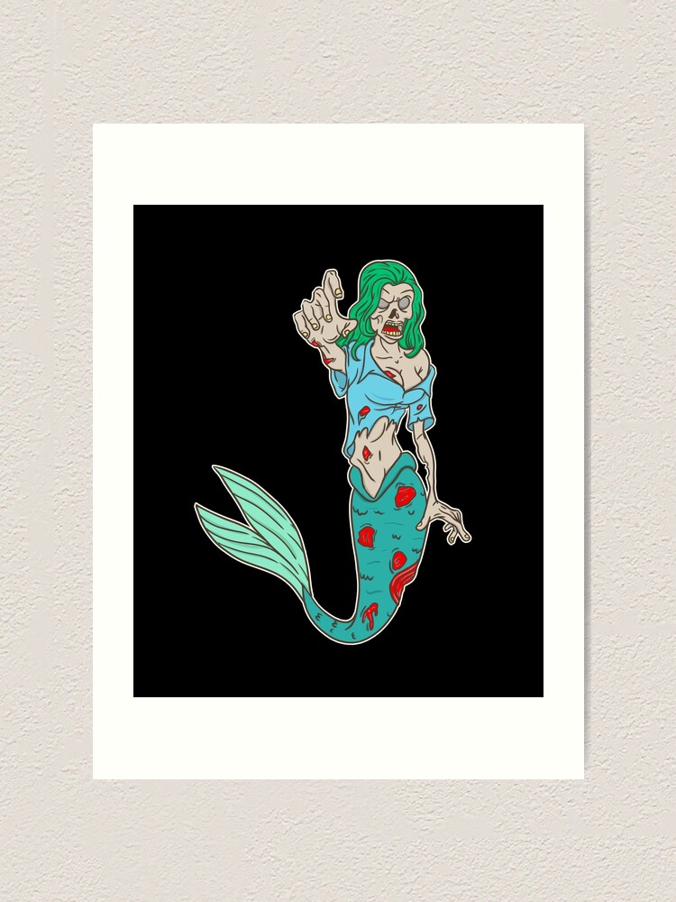 "Halloween Creepy Zombie Scary Mermaid" Art Print for Sale by ...