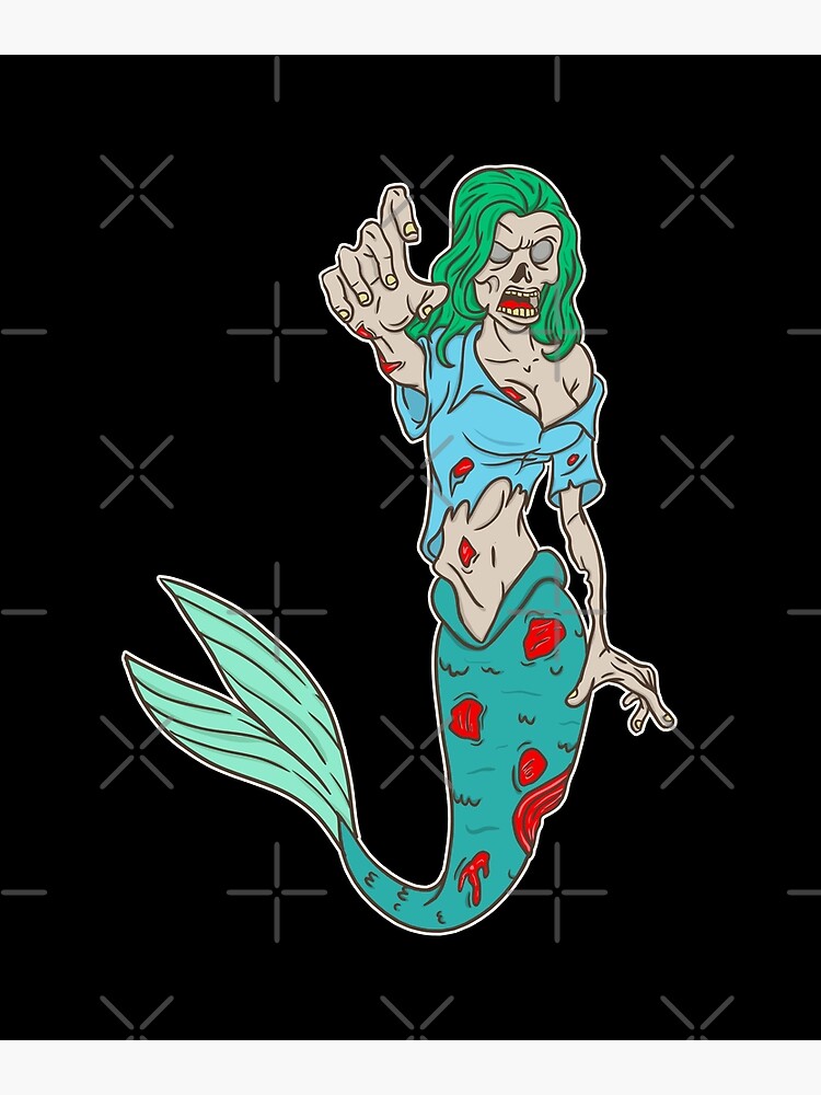"Halloween Creepy Zombie Scary Mermaid" Art Print for Sale by ...