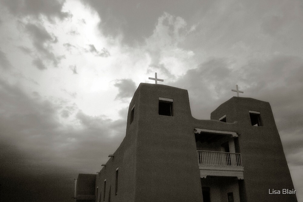 "Sacred Heart Church at Dawn - Nambe, NM" by Lisa Blair | Redbubble