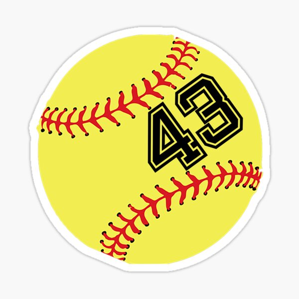 "Softball Player Jersey No 43 Back Number #43 Ball Sport Sticker Gift ...