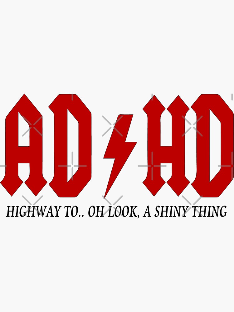 "AD HD T Shirt - AC DC Style" Sticker by azbotees | Redbubble