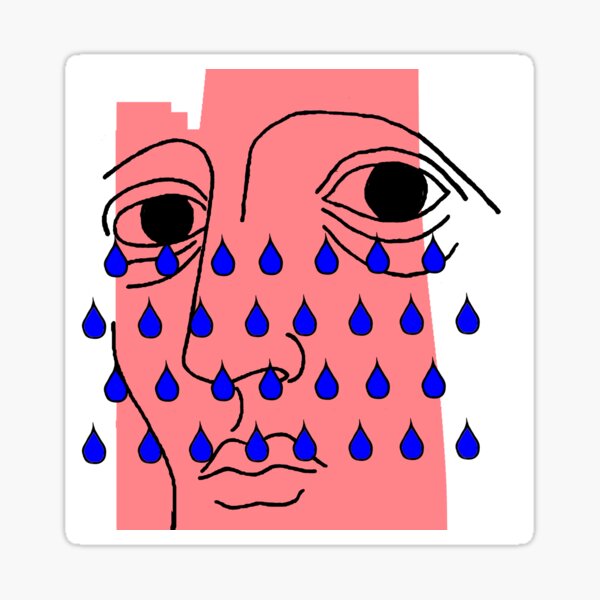"Crying face" Sticker for Sale by primalScene | Redbubble