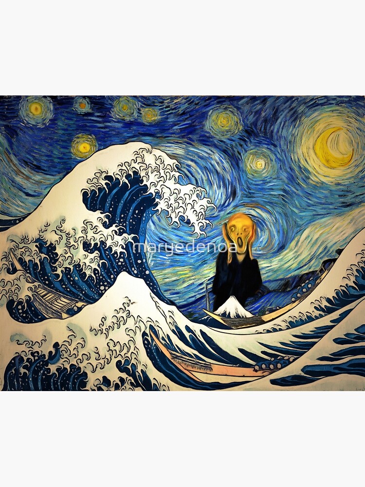 "The Great Wave Off Kanagawa Starry Night Scream" Poster for Sale by ...