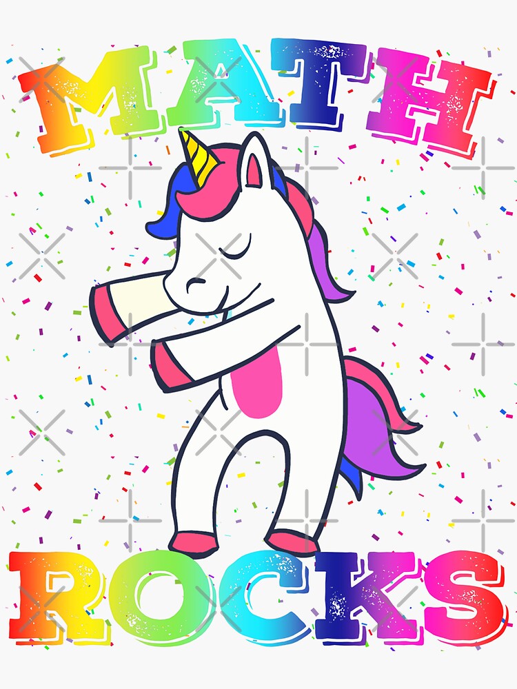 "Math Rocks! Unicorn Flossing Tshirt First Day of School" Sticker for ...