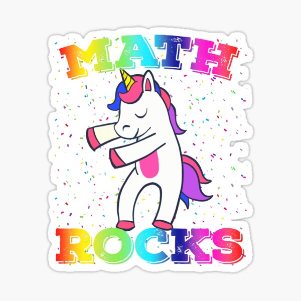 "Math Rocks! Unicorn Flossing Tshirt First Day of School" Sticker for ...