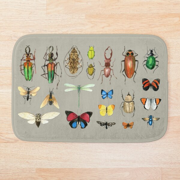"The Usual Suspects - Insects on grey - watercolour bugs pattern by ...