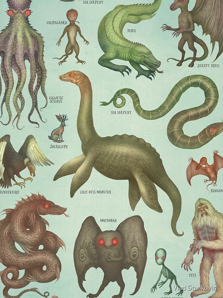 "Cryptids - Cryptozoology species" Drawstring Bag for Sale by vladimirsart | Redbubble