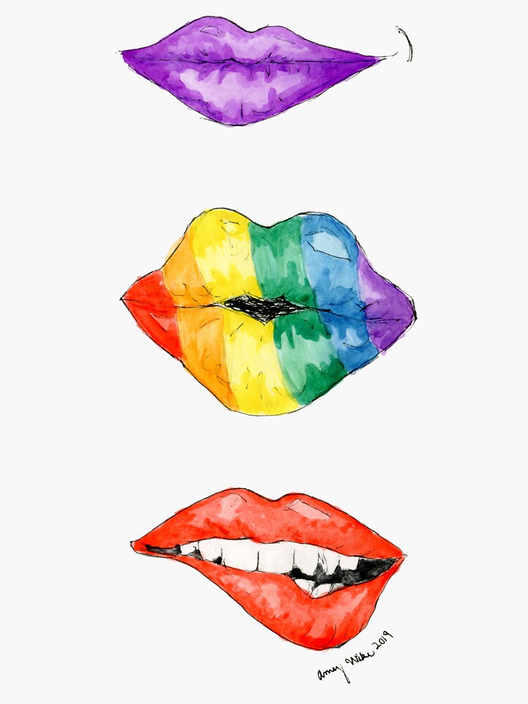 "Rainbow Lips" Sticker by amywike | Redbubble