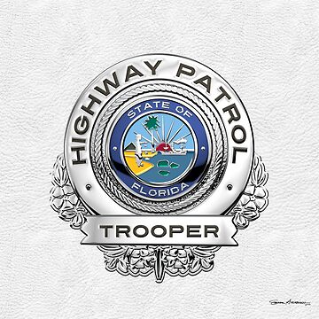 "Florida Highway Patrol - FHP Trooper Badge over White Leather" Sticker ...