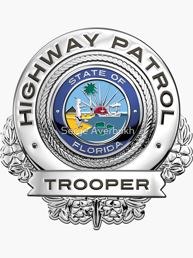 "Florida Highway Patrol - FHP Trooper Badge over White Leather" Sticker ...