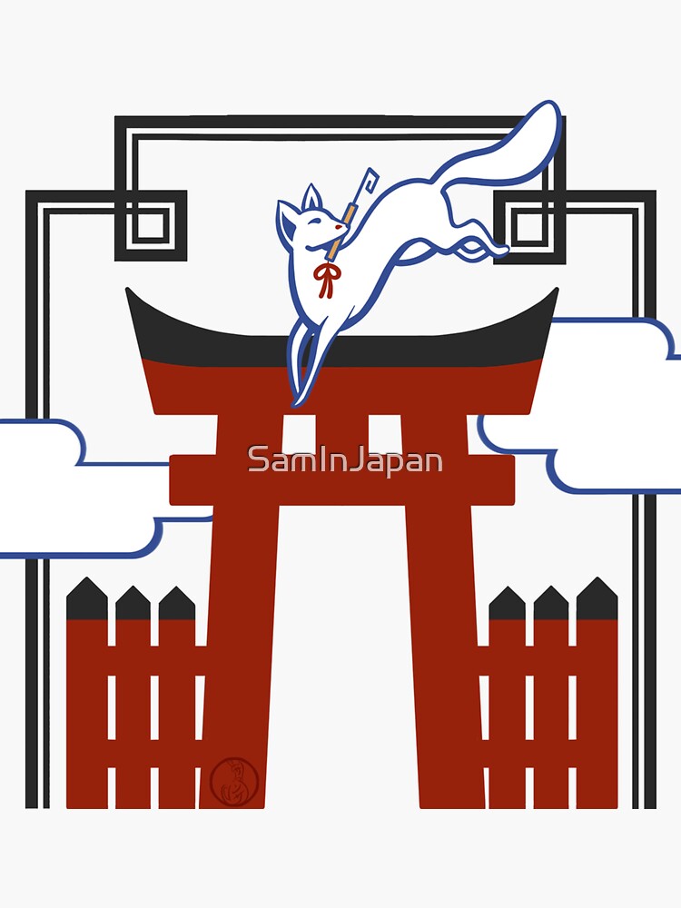 "Kitsune Messenger " Sticker by SamInJapan | Redbubble