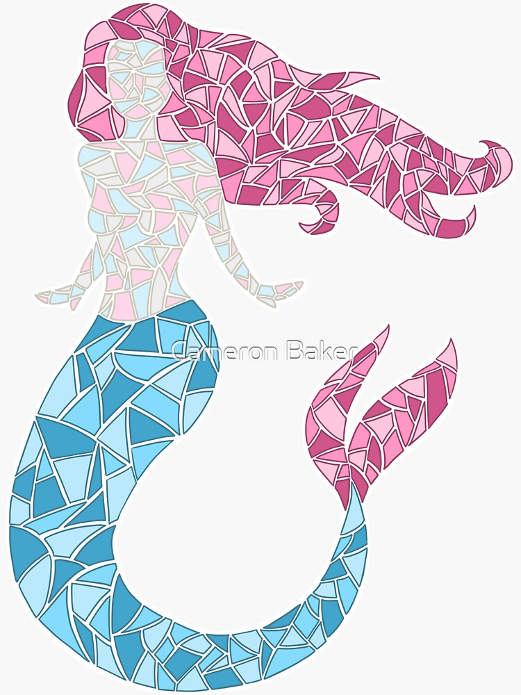 "Trans Stained Glass Mosaic Mermaid" Sticker for Sale by ChatArtistique ...