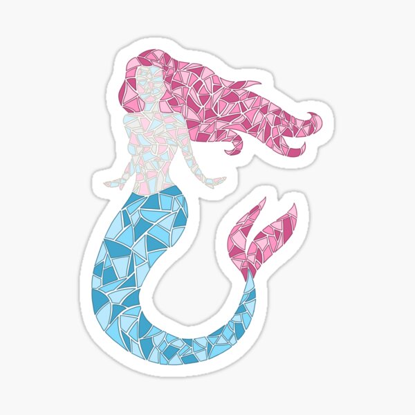 "Trans Stained Glass Mosaic Mermaid" Sticker for Sale by ChatArtistique ...
