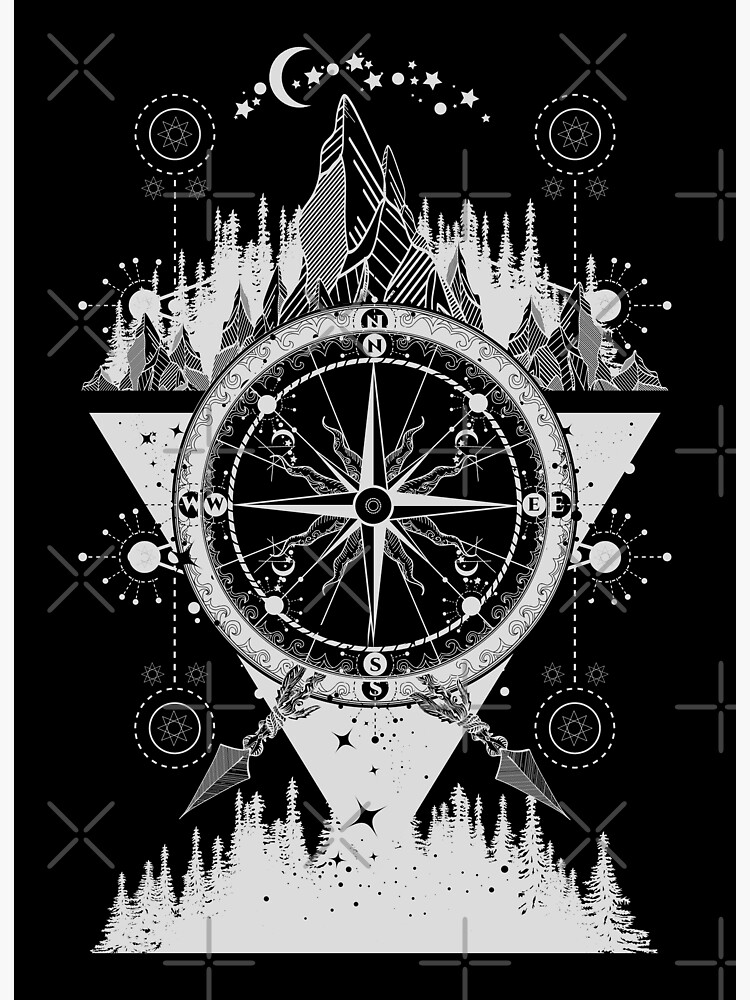 "Mountains and compass" Art Print for Sale by intueri | Redbubble