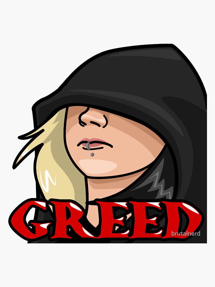 "GREED emote" Sticker for Sale by brutalnerd | Redbubble