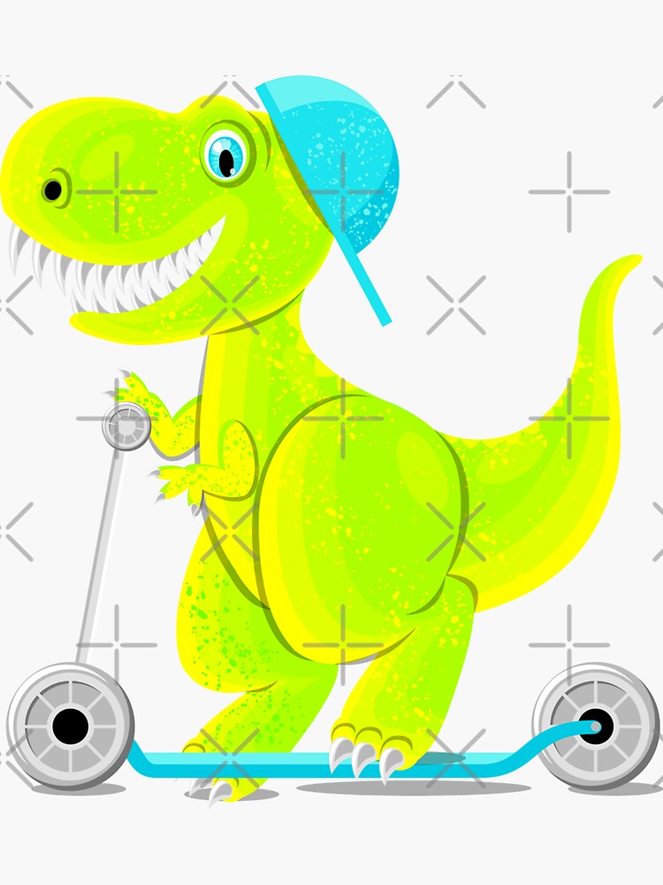 "Dinosaur teen ride a scooter" Sticker for Sale by JuliaFaranchuk ...