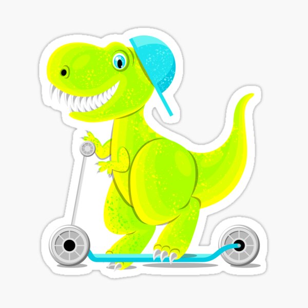 "Dinosaur teen ride a scooter" Sticker for Sale by JuliaFaranchuk ...