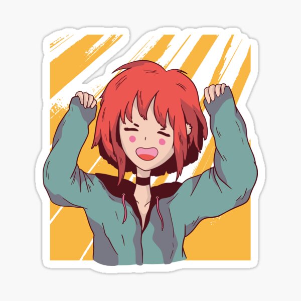 "Happy Anime Girl" Sticker for Sale by FFelder | Redbubble