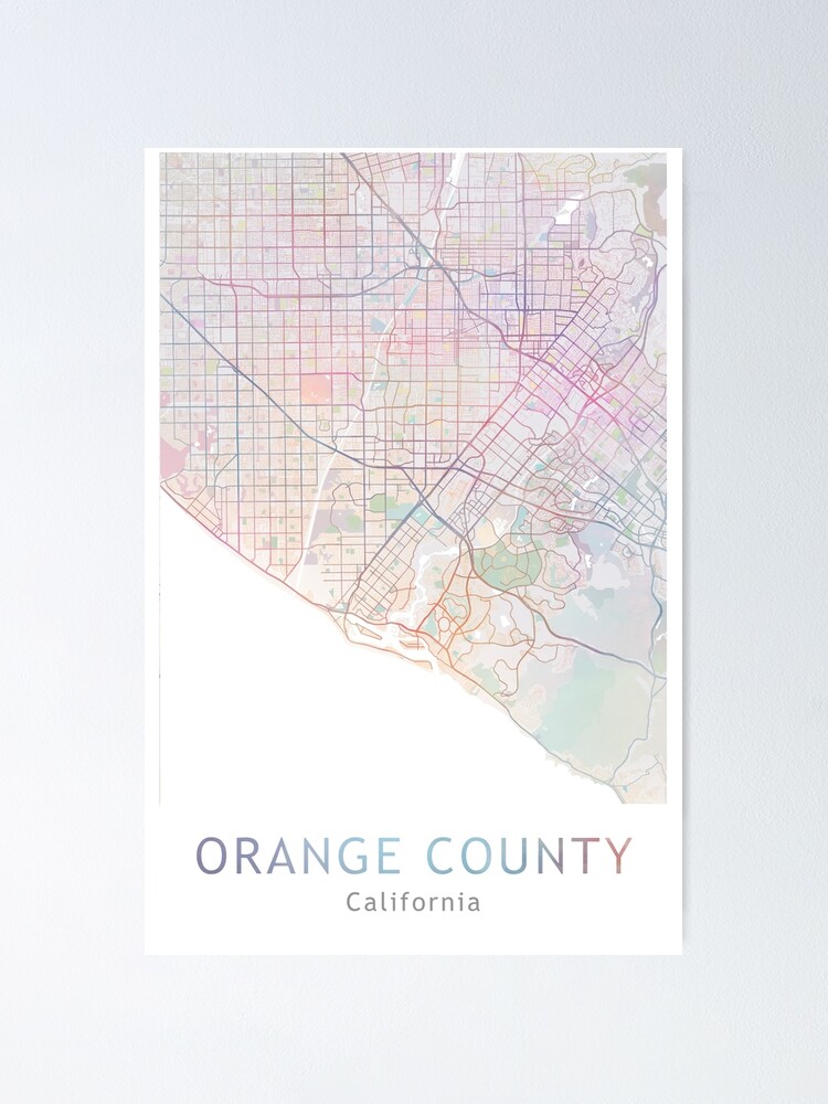 "Orange County Map, USA City California, Travel, Traveler Gift " Poster ...