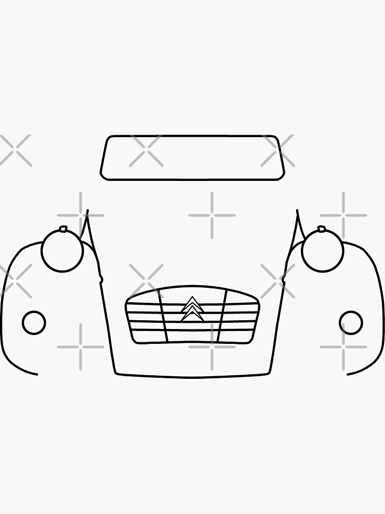 "Citroen 2CV classic car outline graphic (black) " Sticker by ...