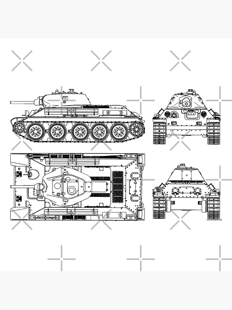 "Soviet Tank T-34 WW2 Line Drawing" Poster for Sale by BERGULATOR ...